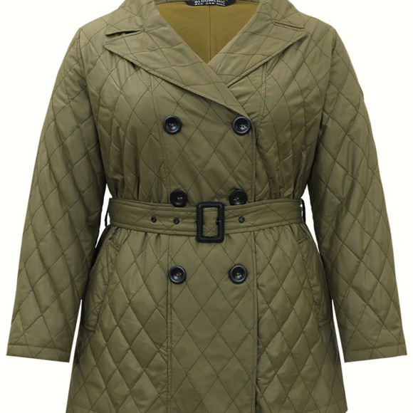BloomChic | Jackets & Coats | Bloomchic Solid Quilted Double Breasted Belted Coat | Poshmark